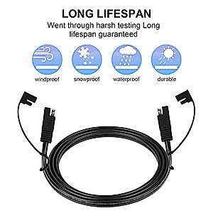 Geosiry 3FT 16 AWG SAE Extension Cable, SAE Cable with Dustproof Cap for Solar Panel Motorcycle Automotive RV Battery (3FT)
