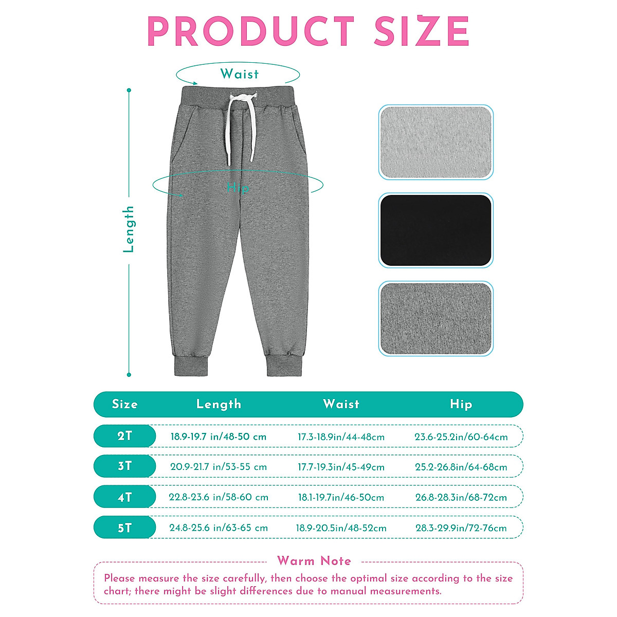 Resinta 3 Pack Toddler Boy Sweatpants Active Jogger Pants Casual Pull-On Pants Sweat Pants with Pocket Drawstring