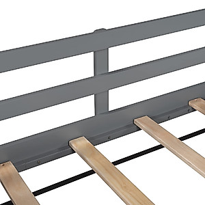 Harper & Bright Designs Kids Loft Bed with Slide, Twin Size Wooden Low Loft Bed Frame with Two Storage Boxes for Boys & Girls, Gray