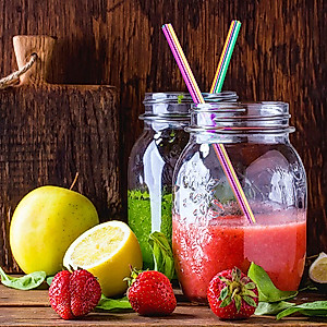 [18 PCS] New Heart Shape Metal Straws 304 Food Grade Stainless Steel, Tomorotec Bulk Reusable Stainless Steel Straw Set with Cleaning Brushes for Tumblers Beverage Drinks Cocktail(Rainbow)