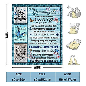 VXDRZGT to My Granddaughter Blanket for Mothers Day - Granddaughter Gifts from Grandma - Birthday Gifts for Granddaughter - Grandaughter Gift Cozy & Soft Flannel Throw Blanket 60 x 50 inch