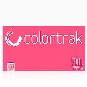 Colortrak Embossed Sheets Silver Aluminum Foil Pop-up Dispenser, 1000 Pre-cut Sheets Non-slip Textured Silver 5 x 11 Sheets for Hair Foil Coloring and Highlighting Sheet Applications