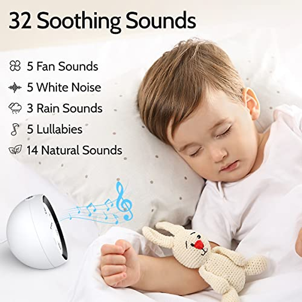 SoundMe Portable Sound Machine White Noise Machine for Sleeping with 32 Soothing Sounds Loud Travel Sleep Pink Brown Noise Machine for Baby Kids Adults 36 Volume Levels 4 Timer Sound Healing Machine