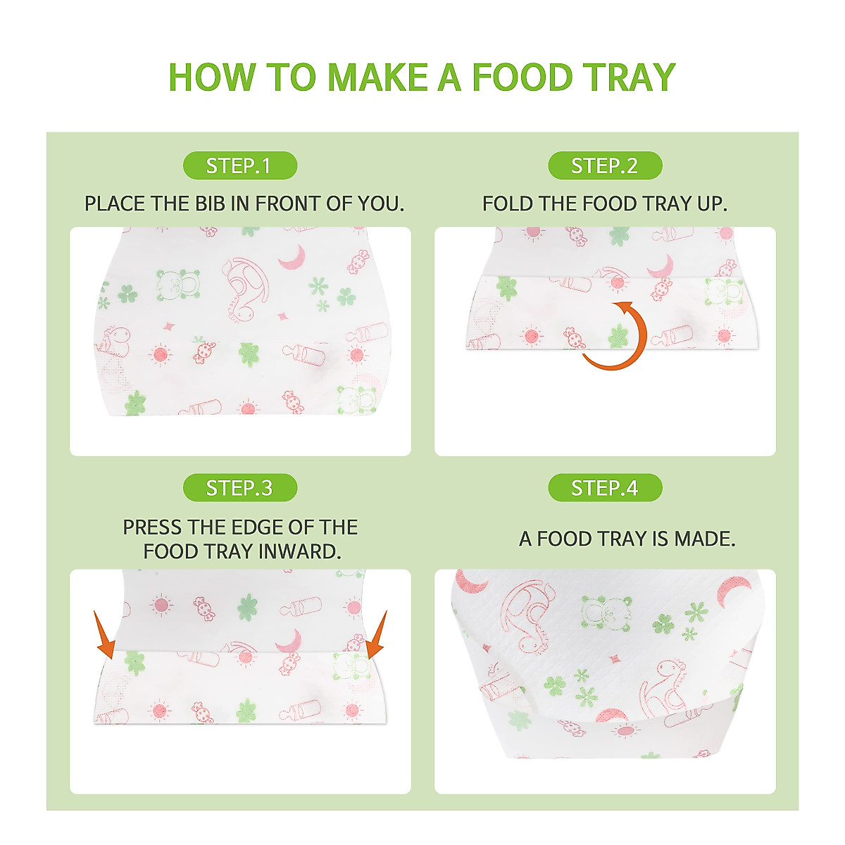 TOELTON Baby Bibs – Pack of 50 Disposable Bibs for 6 Months and Up – 3-Layer Protection Toddler Bibs for Boys and Girls – Fun and Whimsical Designs – Comfortable and Lightweight, White, TA210308DB