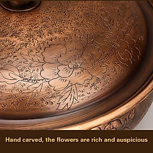 Chafing Dishes Chinese Induction Copper Hot Pot, Beijing Shabu-shabu Basin Copper Pot, Handmade Soup Pot with Sauerkraut Copper Pot for Domestic Commercial Use (Color : Brass, Size : 34cm)