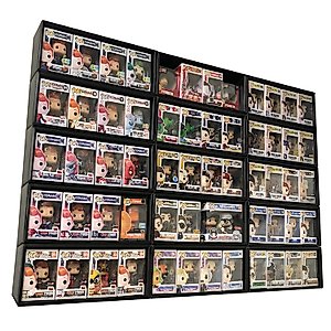 15 Single Row in Box Display Cases for 4 in. Funko Pop Collectible Toy Figures, Black Cardboard