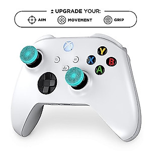 KontrolFreek Lotus for Xbox One and Xbox Series X Controller | Performance Thumbsticks | 2 Mid-Rise Concave | Teal/Clear
