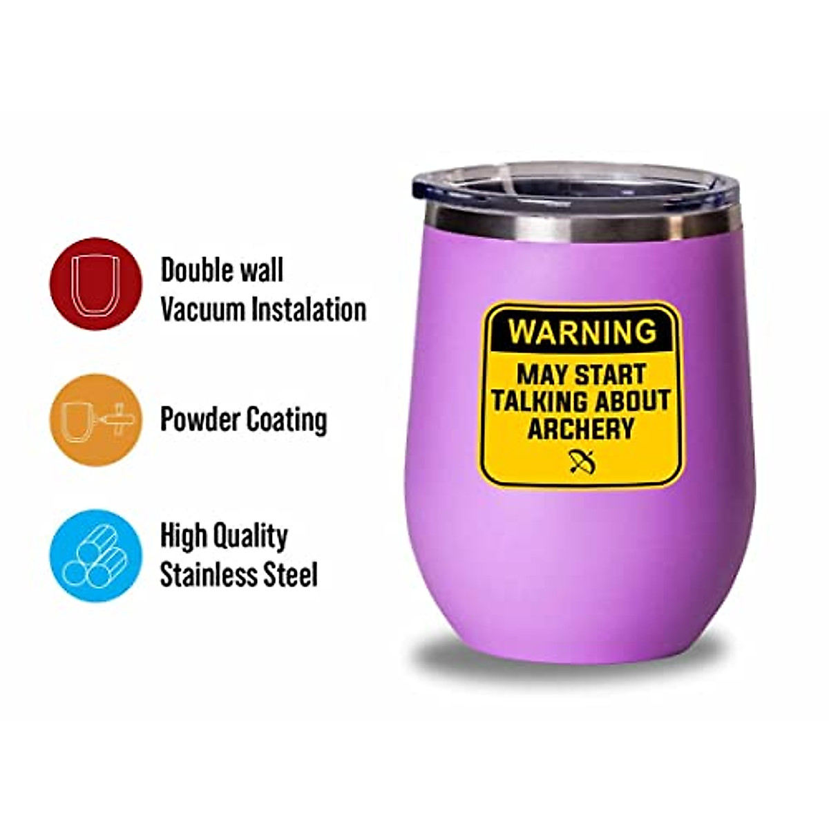 Archery Pink Edition Wine Tumbler 12oz - Warning Talking Archery - Funny Gift For Archery Coach Athlete Hunt Target Shot Trainer Arrow Bow Sport