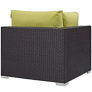 Modway Convene Wicker Rattan Outdoor Patio Sectional Sofa Corner Seat in Espresso Peridot