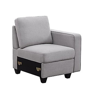 Devion Furniture 5-Seat Modern Fabric Upholstered Reversible Modular Sectional Sofa with 2 Ottomans in Light Gray Finish