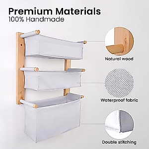 Wall Hanging Basket for Organizing, Hanging Wall Baskets for Storage, Wall Basket for Bathroom, Bedroom, Kid Playroom, Hanging Fruit Basket for Kitchen, Woven Fabric Wall Basket, Knitting Basket /LGray