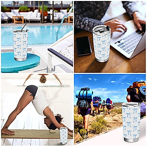 Blueangle 20oz Tumbler with Lid and Straw, Stainless Steel Vacuum Insulated Water Coffee Tumbler Cup, Blue Ribbon Bow Travel Mug Thermal Cup for Hot and Cold Drinks（974）