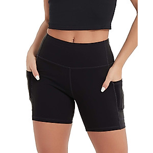 Stelle Womens High Waist Biker Cycling Fitness Gym Running Volleyball Workout Yoga Shorts (X-Large, 5'' Black)