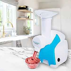 Drinkpod Frozay: The Ultimate Healthy Frozen Dessert Maker - Dairy-Free, Vegan Ice Cream, Soft Serve Frozen Yogurt, Fruit Sorbet, and Sherbet Machine with Simple One Push Operation With Recipe Book (Frozay White)