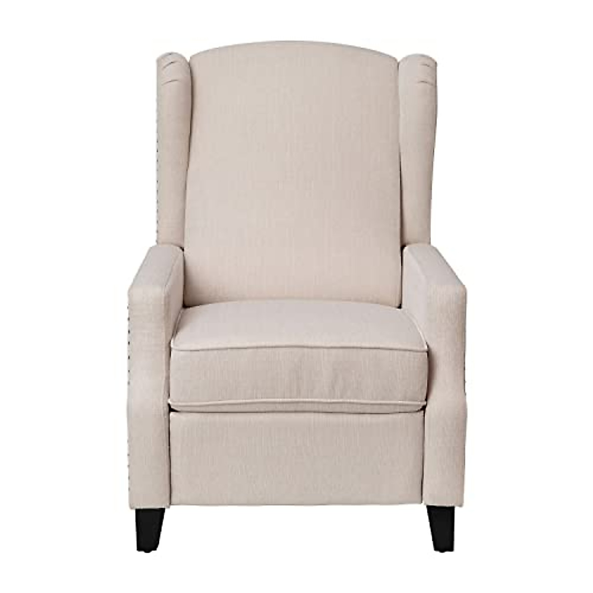 Flash Furniture Prescott Polyester Fabric Upholstered Slim Wingback Recliner, Modern Pushback Recliner Chair with Pocket Spring Seat, Cream