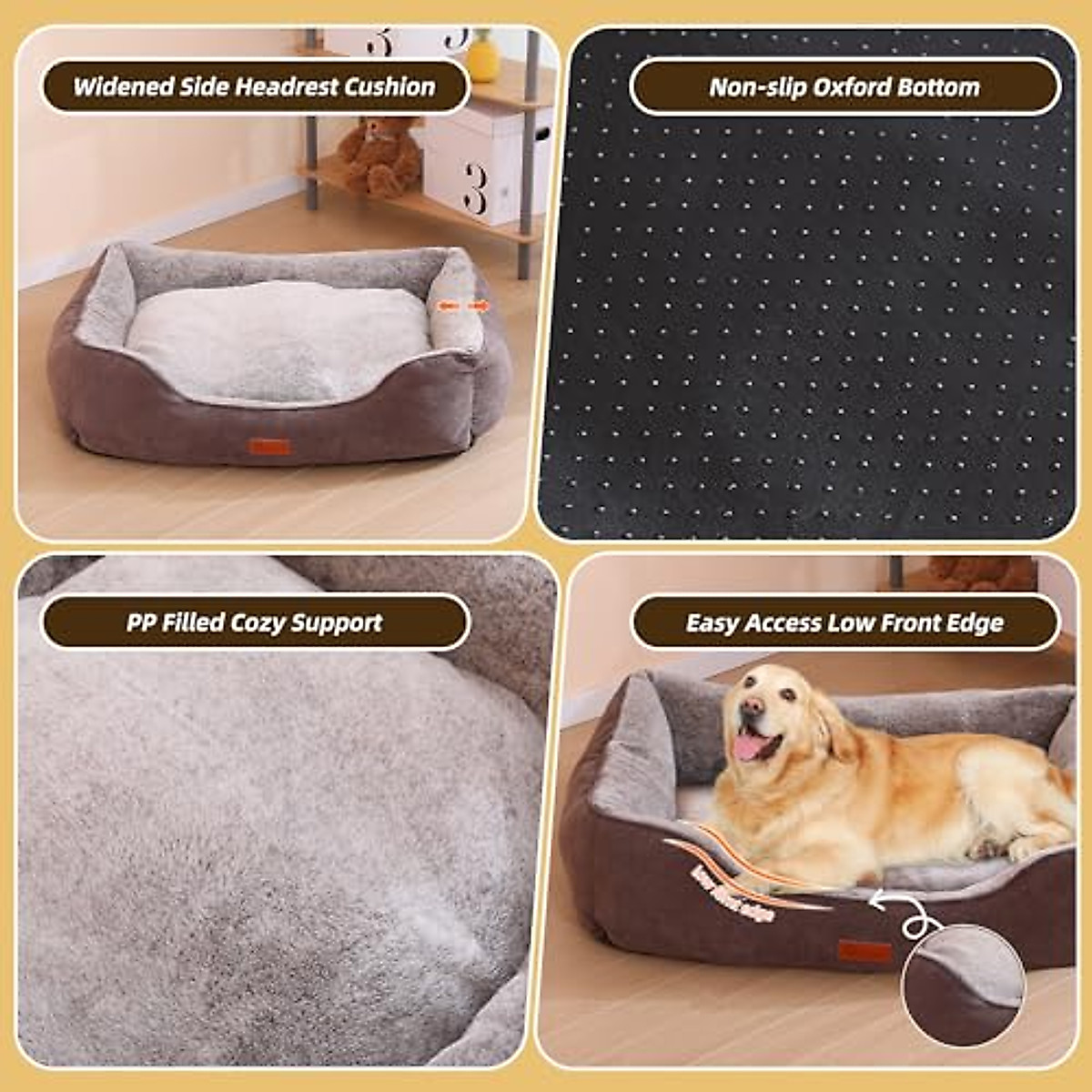 HOOPET Dog Bed for Small Dog Sofa Bed for Indoor Cats Sofa with Reversible Cushion Tear Resistant Small Dog Bed Washable with Removable Cover Puppy Bed for Small Dogs, 25.6"x 19.7", Brown