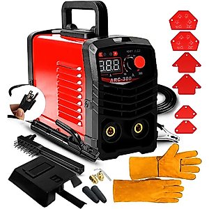 Evargc Stick Welder, Single Phase 110V 300Amp MMA Welder Machine, IGBT Inverter ARC Welding Machines Digital Display LCD Hot Start Arc Force Anti-Stick, Electrodes from 1/16 in. to 3/32 in With Gloves