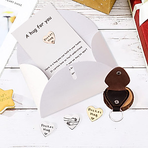 Qunrwe Pocket Hug,Cheer Up Gifts for Women,Long Distance Gifts,Pocket Hug Token with Keychain,Thinking of You Gifts(Rose Gold)