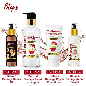 TRUTHSOME Detox & Damage Repair Shampoo with Apple Cider Vinegar & Green Tea, No Silicones, Sulphates, Parabens, Phthalates 300 ml