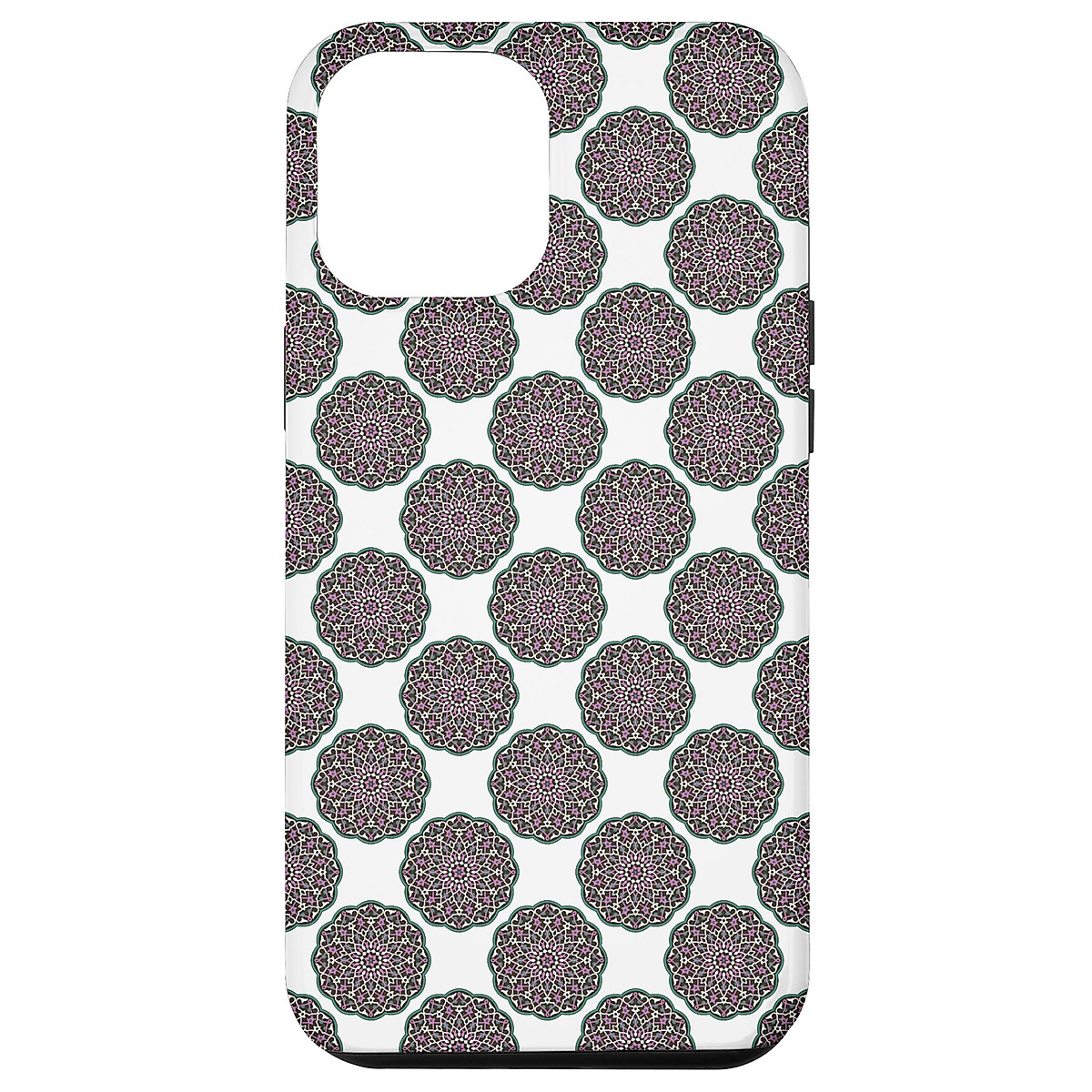 iPhone 13 Pro Max Circle Repeat Pattern Vector Art Magenta Pink White Case