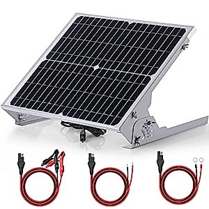 SUNER POWER 24V Waterproof Solar Battery Trickle Charger & Maintainer - 20 Watts Solar Panel Built-in Intelligent MPPT Solar Charge Controller + Adjustable Mount Bracket + SAE Connection Cable Kits
