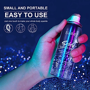 Body Glitter Spray, Glitter Spray for Hair and Body, Quick-Drying Waterproof Glitter Hairspray Highlighter Face Makeup Spray for Prom, Festival Rave, Party, Stage Makeup, Christmas Gifts