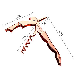 Drincarier Waiters Corkscrew Professional Waiter Corkscrew Wine openers,stainless steel Wine Key for Restaurant Waiters,Classic All-in-one Corkscrew, Bottle Opener and Foil Cutter (1Pack Rose Gold)…