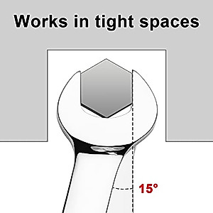 Jetech 13mm Ratcheting Combination Wrench - Metric Industrial Grade Cr-V Steel Gear Spanner in Polished Chrome Finish