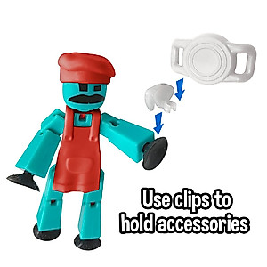 Zing Stikbot Chef and Lifestyle Dual Action Pack - Includes 2 Stikbots and Lots of Cool Accessories in Eco Friendly Packaging (Pack B - Blue & Yellow)