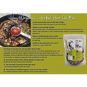 Herbal Hair Oil Mix of 21 Herbs for Thick Long Hair Growth 150 grams, Hairfall, Hair Repair, Scalp Care, Haircare Products Both for Men & Women - Way4Organic