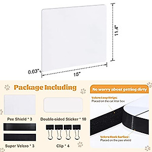 3Pcs Cat Litter Box Pee Shields, Cat Litter Box Pee Splash Guard Frosted Easy Clean Cat Litter Pan Pee for Open Top Litter pan (Litter Box Not Included)