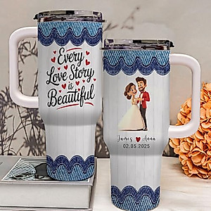 Custom 40oz Tumbler with Handle – couples' cooking class-Personalized Couple Gift for Anniversary Wedding Gift, Birthday, Mother's Day, Valentine’s Day PQA7wv