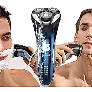 SweetLF Electric Razor for Men IPX7 Waterproof Electric Shavers Wet & Dry Use Rechargeable Shavers for Men（Quiet, Charge Time: 1 Hour, Use Time 120 min,2 Years Warranty),Blue