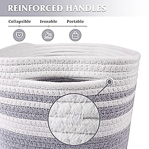 WISELIFE Storage Basket 3 Pack, Laundry Basket, Blanket Basket, Cotton Rope Basket and Woven Baskets for Organizing, toy storage for Living room, laundry room, Bedroom, Nursery, Grey