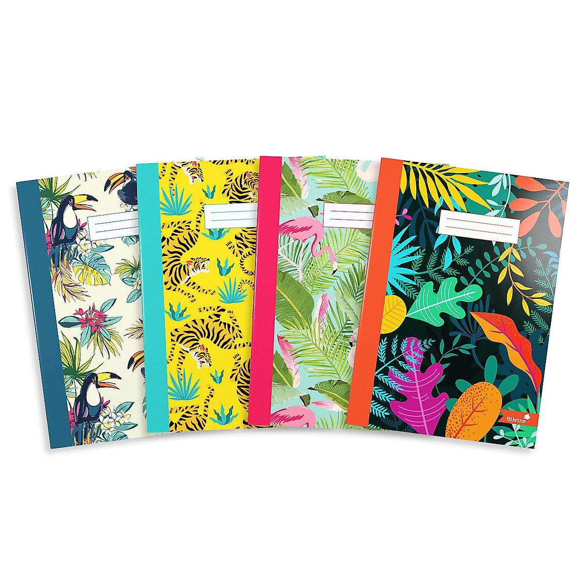 Silvine A4 Notebooks in 4 Assorted Marlene West Designs. 80 Pages, Lined with Margin. Ref NBA4SG [Pack of 12], Summer Garden