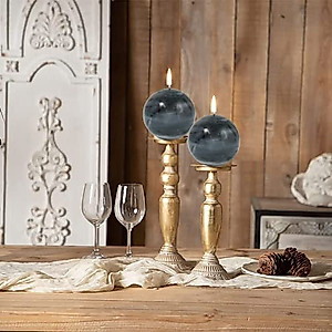 LPUSA Tie-dye Turquoise Rustic Ball Pillar Candles-3 Inch Unscented Round Candles for Wedding Decoration, Celebrations, Holiday Candles, and Home Decor - Set of 3 Paraffin Sphere Candles