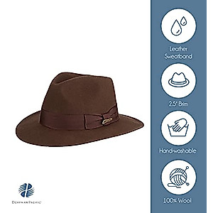 Indiana Jones Men's Wool Felt Fedora, Brown, Large