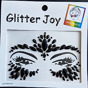 Rhinestone Face Gems Jewels, Festival Face Jewels Tattoo Stickers, Rave Crystals Face Gems Stick on, Body Gem Stones Bindi Temporary Face Tattoos for Festival Rave,4-Pack, Black