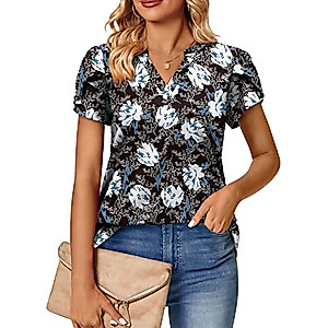 Tunic Tops for Women Loose Fit V Neck Lightweight Comfy Floral Blouses Shirts L