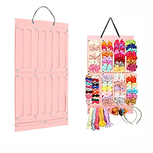 TFCFL Hair Bows Holder for Girls, Hair Clips Storage Hanger with 16 Ribbons Hair Bow Organizer Hair Accessories Wall Hanging for Girl Room, Baby Nursery Decors