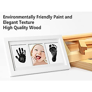 PewinGo Baby Hand and Footprint Kit,Inkless Baby Handprint Kit with 2 Safe Clean-Touch Ink Pads and a Wooden Baby Picture Frame for Newborn,Baby Boys & Girls,Baby Gifts for New ParentsBaby Shower