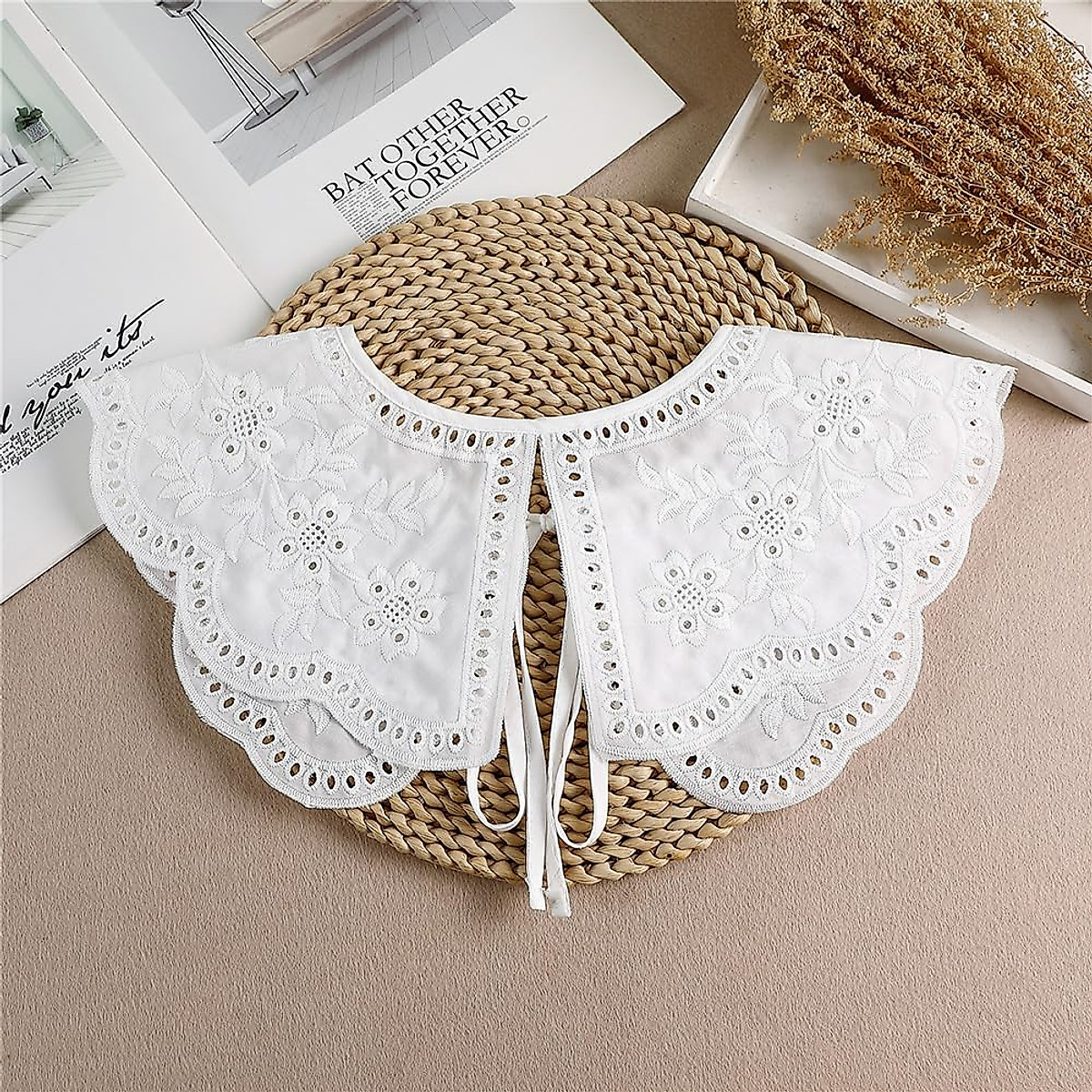 EVGVAT Women’s Detachable False Collar Little Shawl Fake Collar Half Shirt Neck Ruff Cape (Type 6,White)