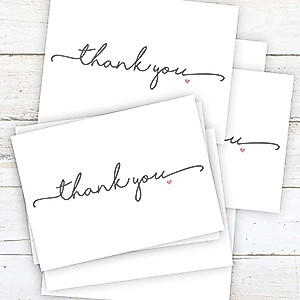 Thanks From The Heart Thank You Note Card Pack / 36 Thanks Greeting Cards With White Envelopes / 3 1/2" x 4 7/8" Generic Hearts Appreciation Blank Cards