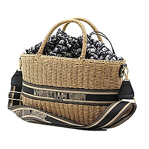 Hand-Woven Straw Handbag Bag For Women, Top Handle Satchel Handmade Tote Bag Crossbody Beach Shoulder Bag Shopping Bag