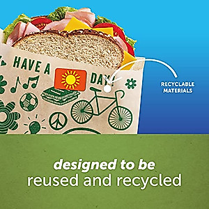 Ziploc Paper Sandwich and Snack Bags, Recyclable & Sealable with Fun Designs, 50 Bags Total