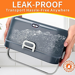 Auingote Electric Lunch Box for Adults 90W Heated Lunch Box - 12/24/110V Portable Food Warmer with 2L Stainless Steel Container - Food Heater Lunch Warmer for Car, Truck, Office - Grey