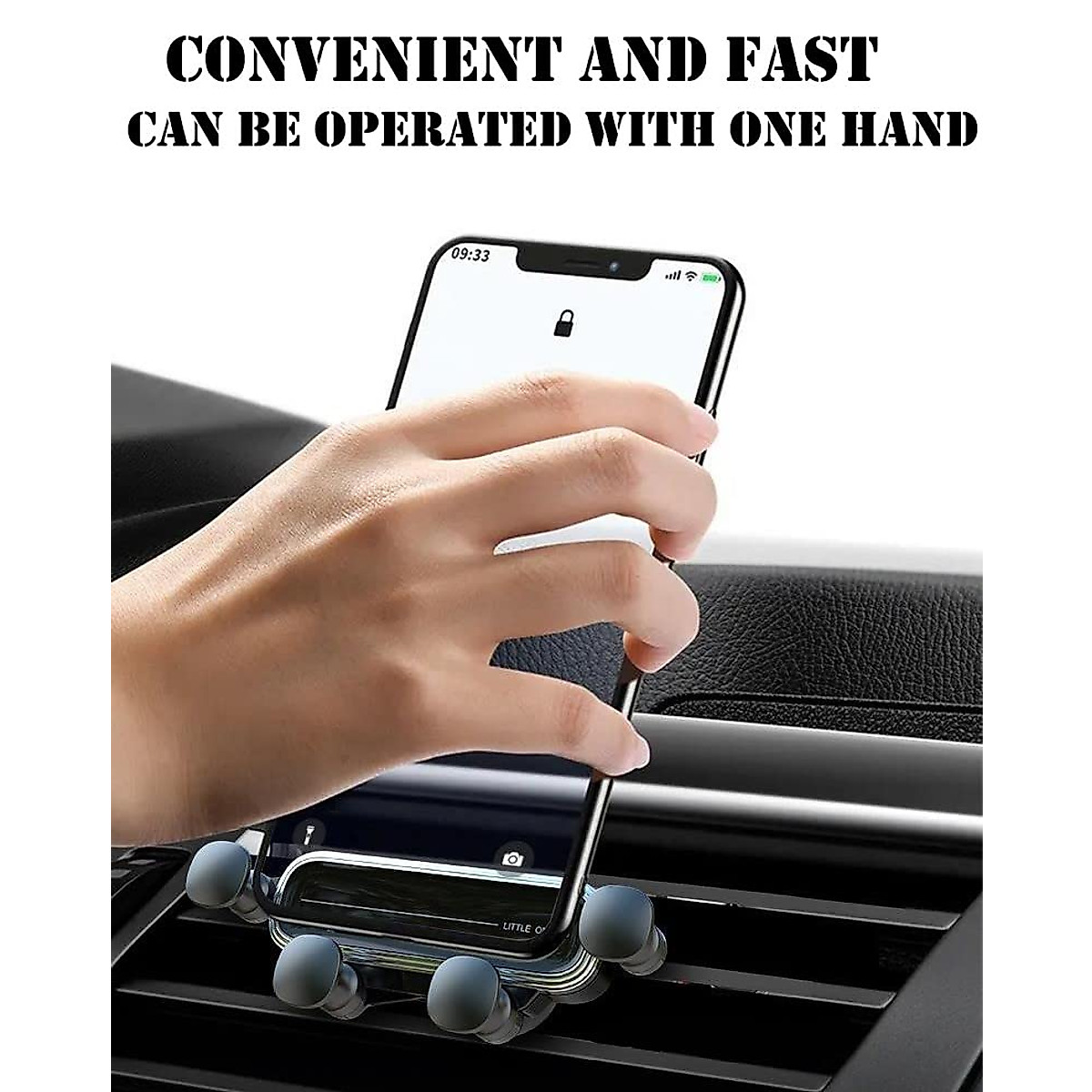 SiMaXuanCar car Phone Holder Vent Phone Holder Auto Lock Gravity Type Phone Holder with knob Locking Hook Clip Suitable for Various Vent Mount Suitable for 2.5~3.5 inch Width Smartphone(Black)