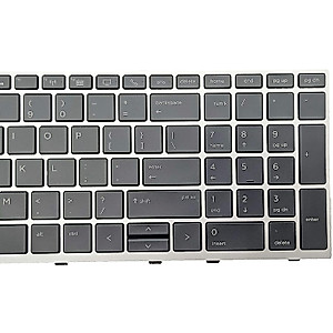 Replacement Keyboard for HP EliteBook 850 G5 850 G6 755 G5, Zbook 15u G5 & Zbook 15u G6 Laptop, HP Elitebook 850 G6 Keyboad with Silver Frame wih Backlit with Point US Layout