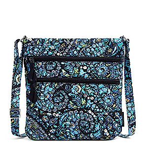Vera Bradley Women's Cotton Triple Zip Hipster Crossbody Purse, Dreamer Paisley - Recycled Cotton, One Size