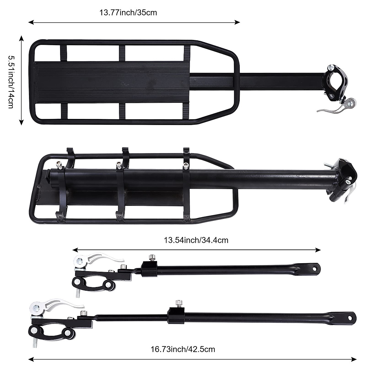 Auwey Full Quick Release Bike Rear Rack Bike Cargo Rack with Fender Bicycle Cargo Rack Bicycle Rear Racks Adjustable Bicycle Carrier Cargo Mountain Road 115 lbs Capacity Universal